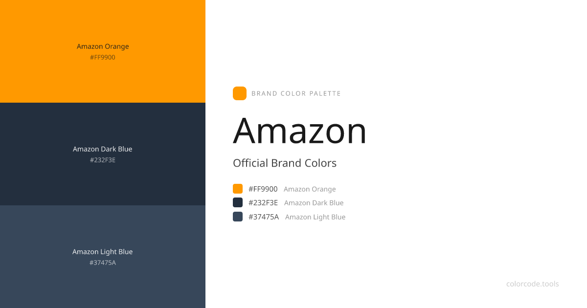 Amazon Brand Colors — Official Hex Codes, RGB & Pantone | colorcode.tools