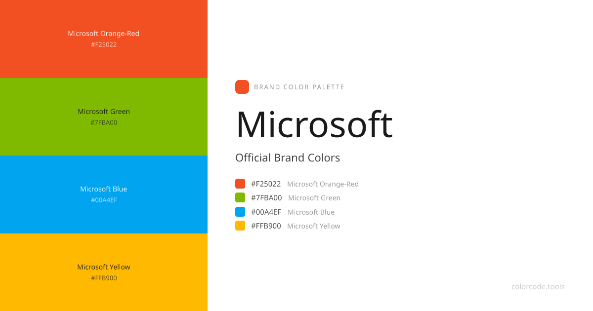 Microsoft Brand Colors — Official Hex Codes, RGB & Pantone | colorcode ...