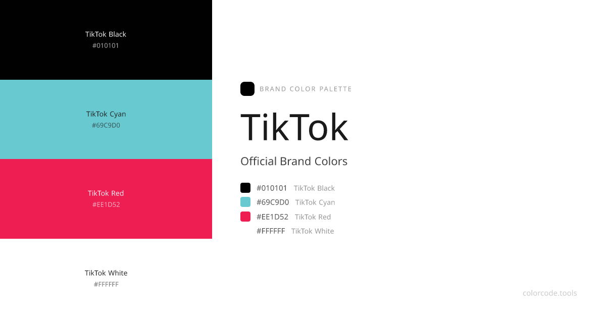 TikTok Brand Colors — Official Hex Codes, RGB & Pantone | colorcode.tools