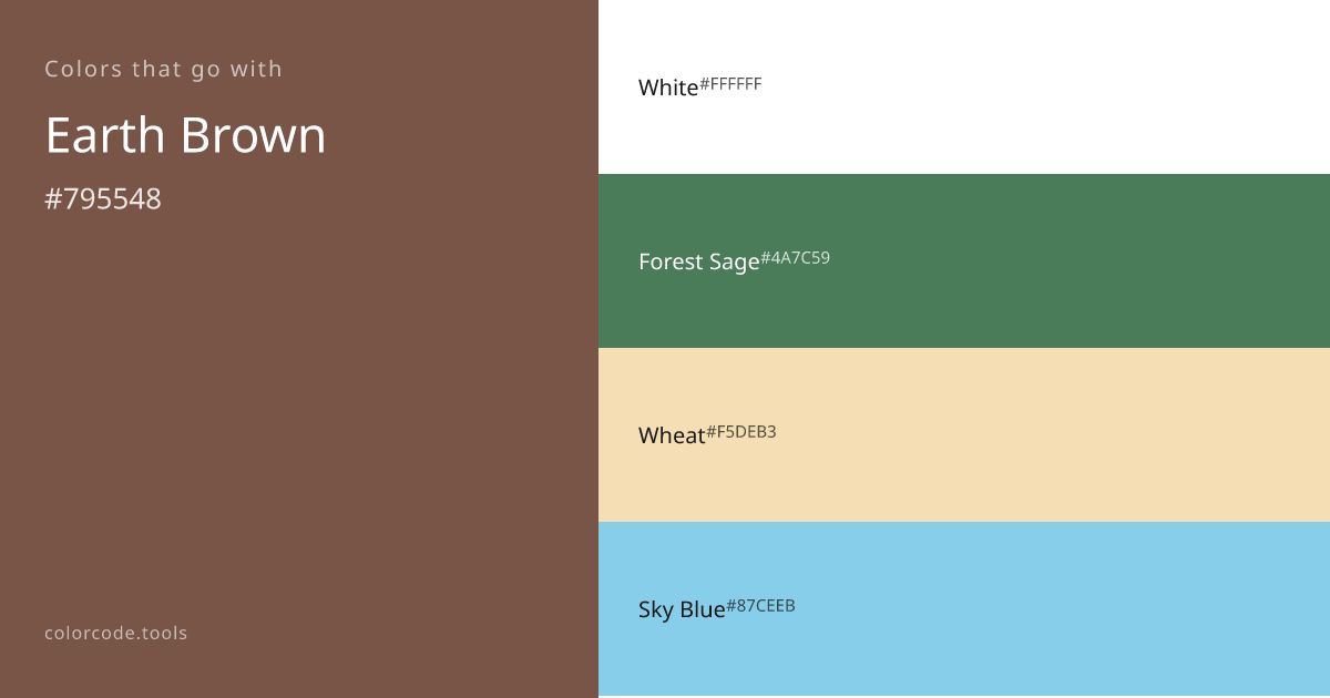 Colors That Go With Earth Brown — 7 Best Combinations | colorcode.tools
