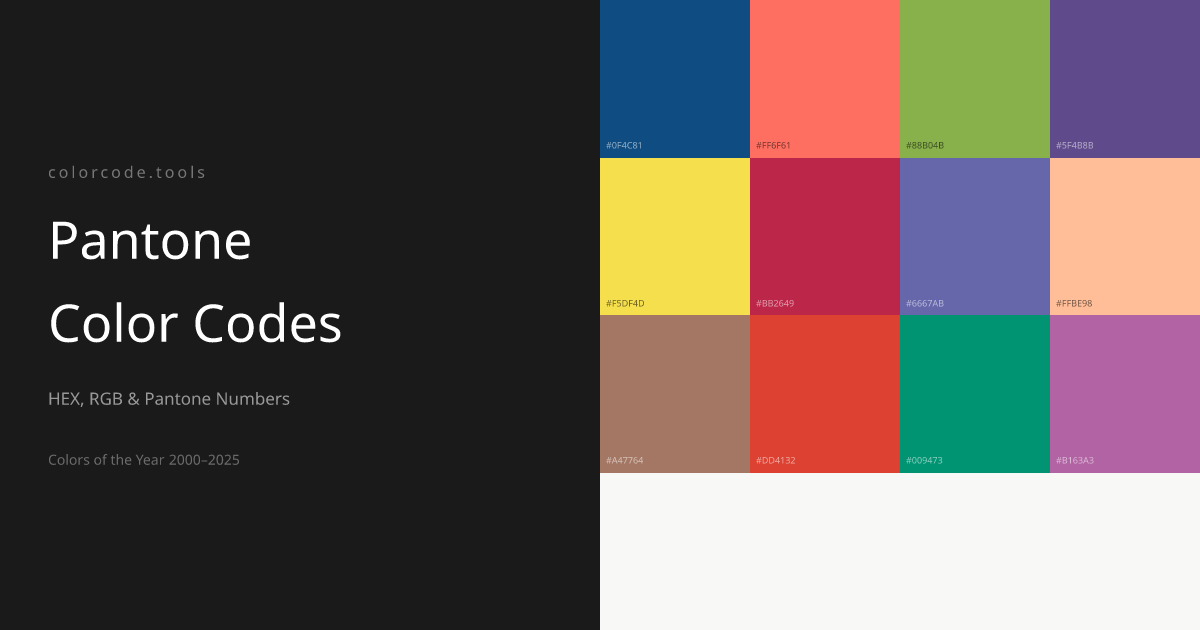 Pantone Color Codes — HEX, RGB & Pantone Numbers | colorcode.tools