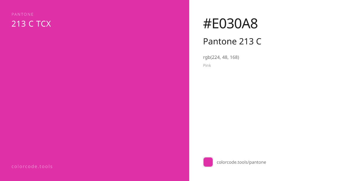 Pantone Pantone 213 C 213 C — HEX #E030A8 | colorcode.tools