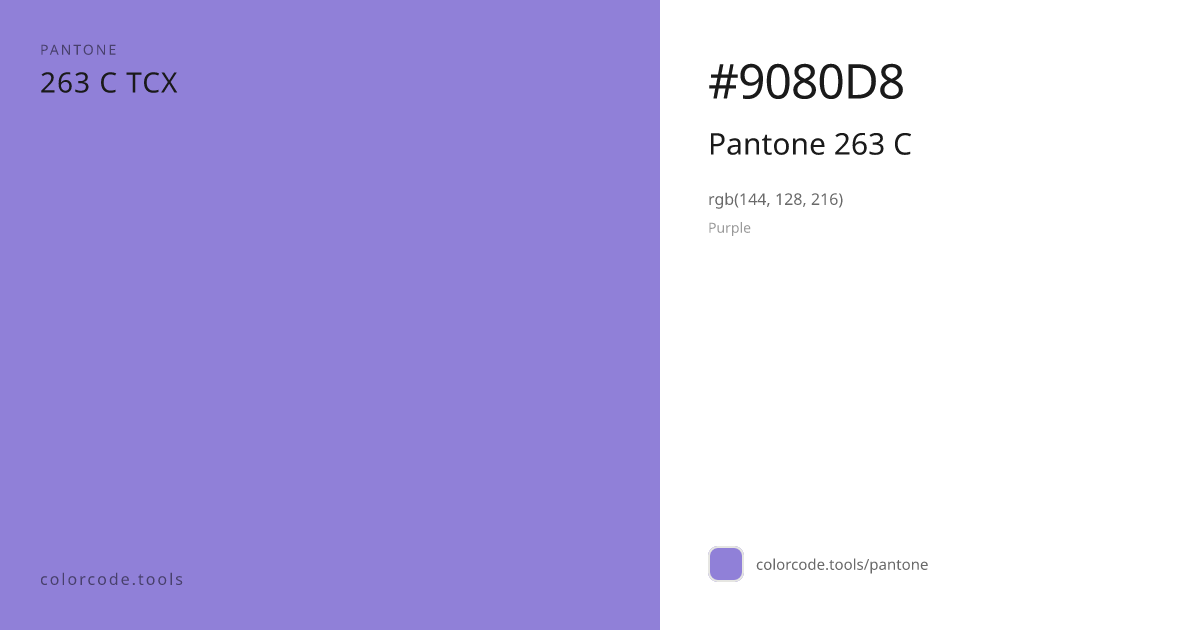 Pantone Pantone 263 C 263 C — HEX #9080D8 | colorcode.tools