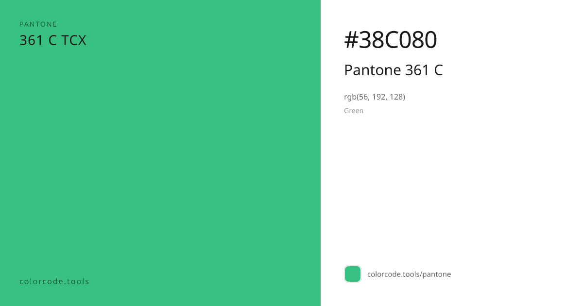 Pantone Pantone 361 C 361 C — HEX #38C080 | colorcode.tools