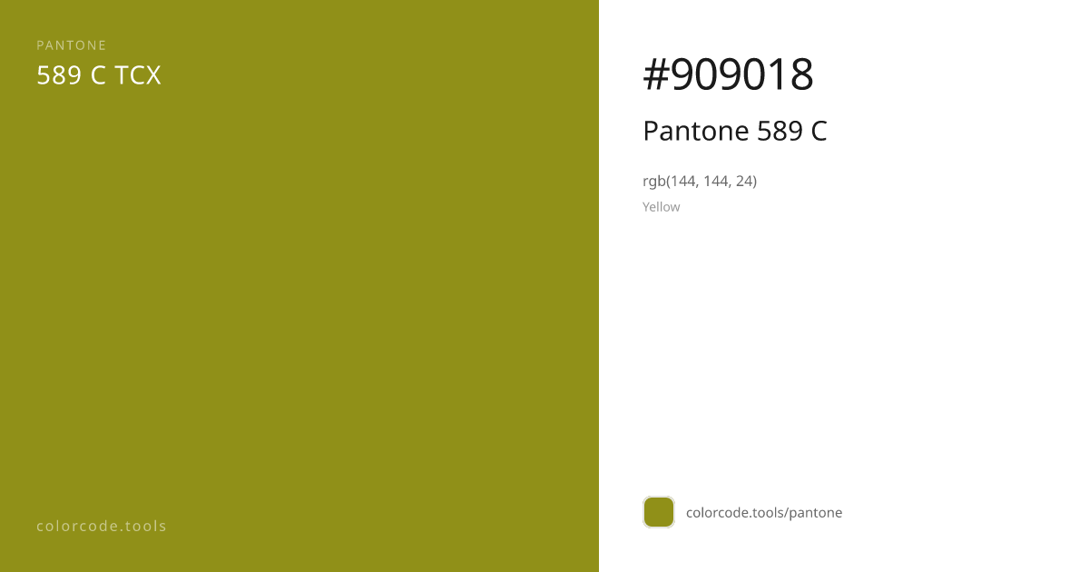 Pantone Pantone 589 C 589 C — HEX #909018 | colorcode.tools